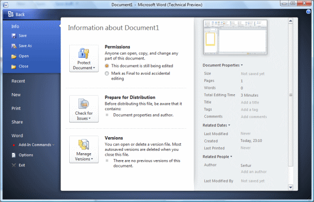 Microsoft Office 2010 – Technical Preview